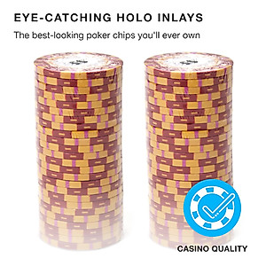 Brybelly Monte Carlo Premium Poker Chips (50-Pack) Heavyweight 14-Gram Clay Composite ($5 Red)