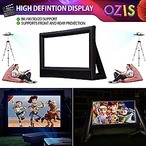 OZIS 16Ft Inflatable Outdoor and Indoor Movie Projector Screen - Blow up Mega Cinema Theater Projector Screen with 240W Blower - Supports Front and Rear Projection - for Backyard Party Barbecue Travel