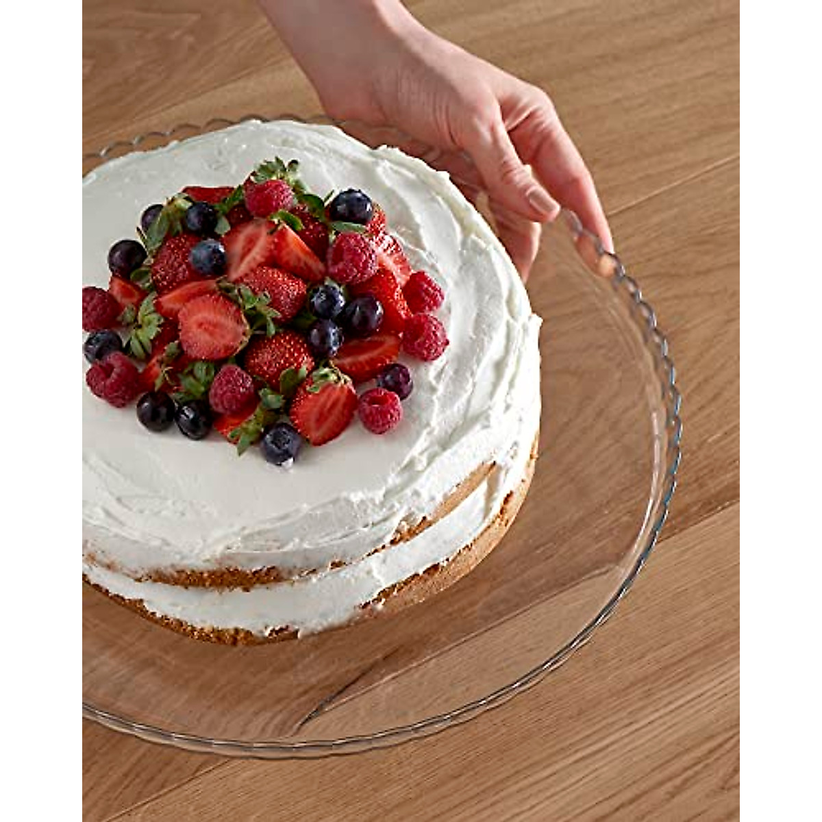 Pasabahce Premium Clear Glass Servicing Tray, Uniqe Desing Cake Stands, Server Plate, Great For Cup Cakes, Cookies, Snacks, and Fruits, Perfect for Parties, Gifts, Housewarming, Weddings, Anniversary