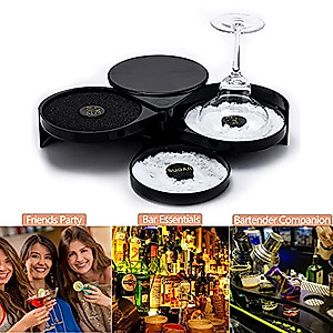 3-Tier Bar Glass Rimmer, Margarita Salter Bar Accessories for Bloody Mary and Gimlets, Black