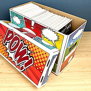 BCW Art POW! Short Comic Storage Box | Holds 150-175 Comics| Double-Walled Corrugated Cardboard | (1-Pack)