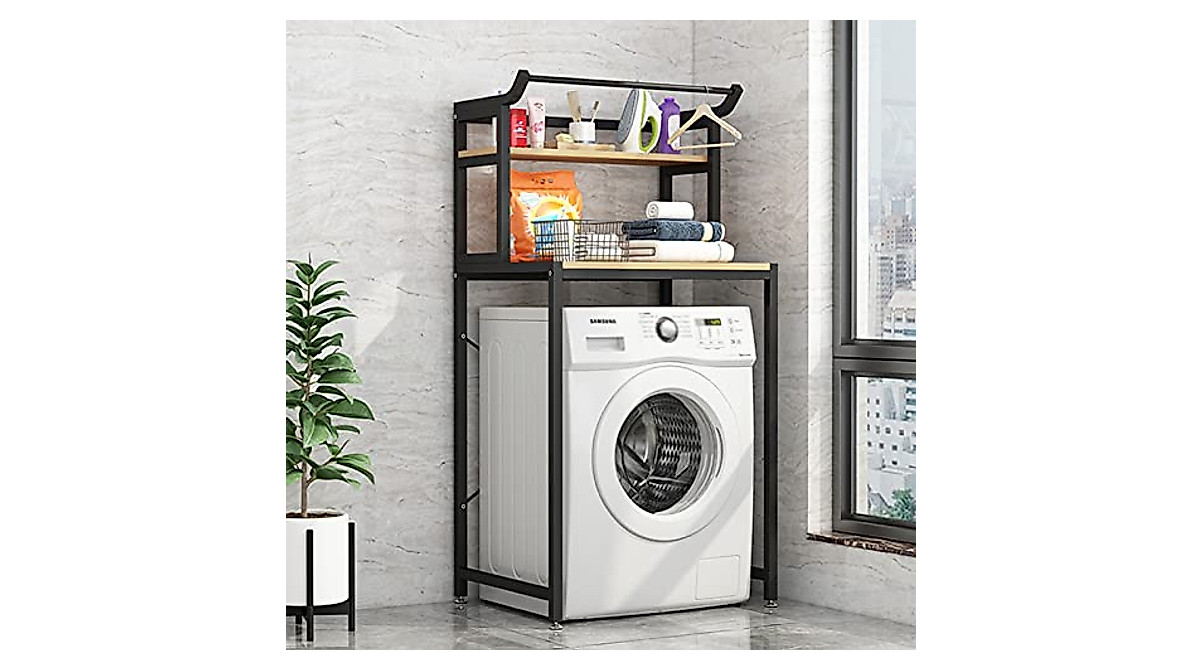 Sturdy Black Washer Storage Frames for Bathroom Organization