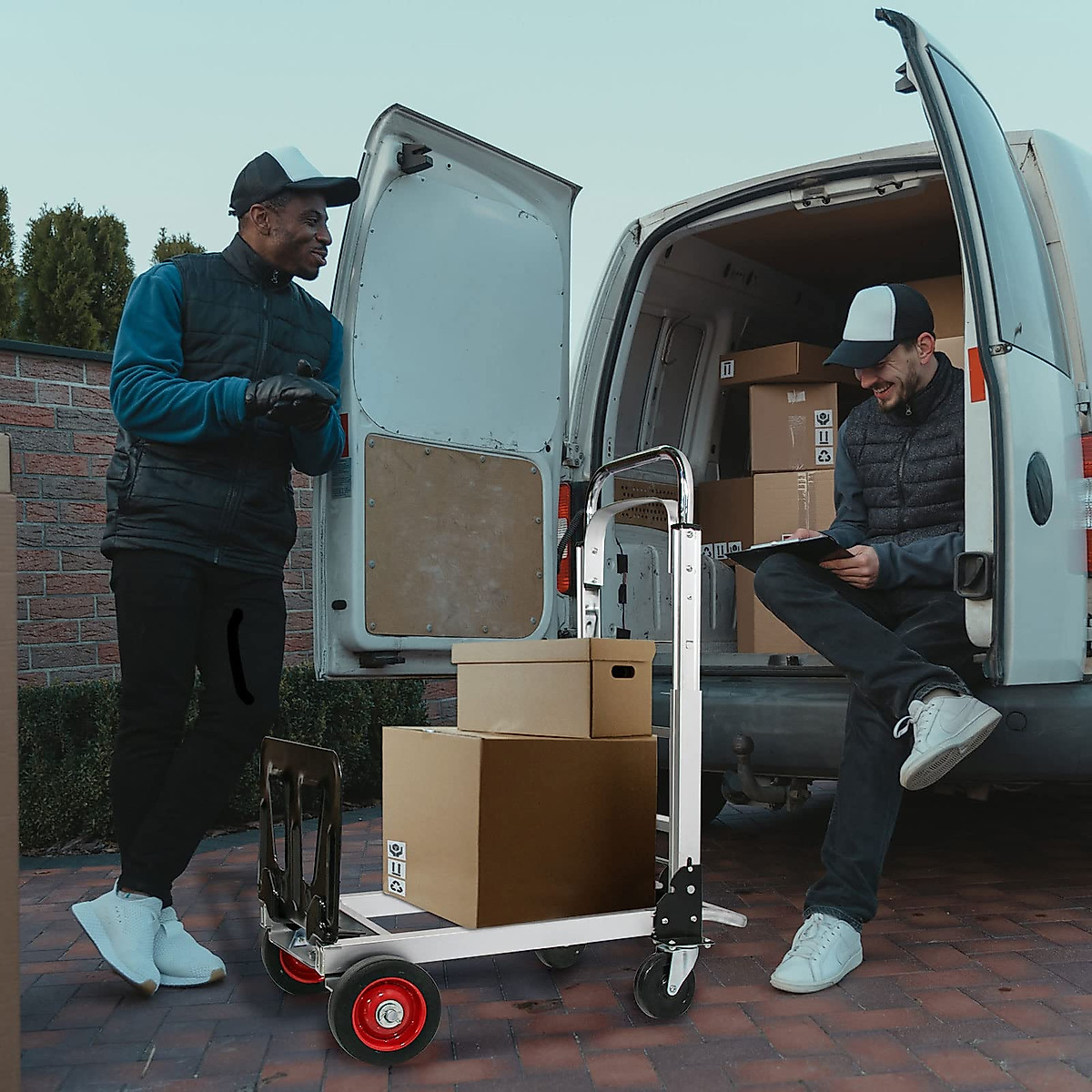 JXUFDHO Hand Truck Dolly Foldable Heavy Duty, Convertible 2 in 1 Folding Hand Truck Folding Dolly Cart Trolley Luggage Cart 440lbs Capacity Aluminum for Moving Home, Auto, Office