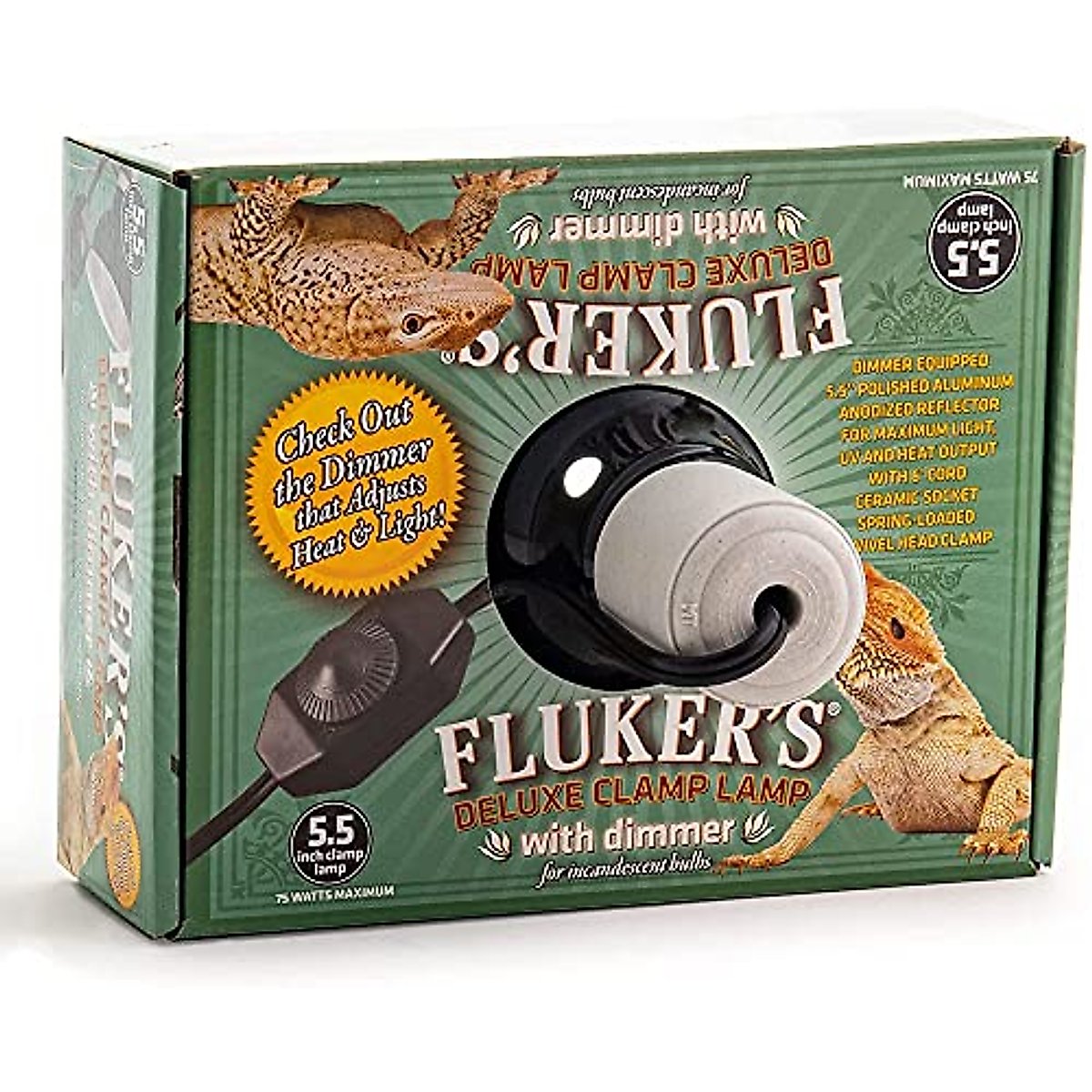 Fluker's Repta-Clamp Lamp Ceramic with Dimmable Switch 5.5in - Includes Attached DBDPet Pro-Tip Guide