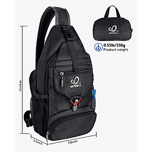 WATERFLY Packable Small Crossbody Sling Backpack Shoulder Chest Bag Daypack for Hiking Traveling