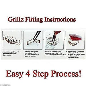 14K White Gold Plated Grillz for Mouth Top Bottom Hip Hop 8 Teeth Grills for Teeth Mouth Set - Grillz, Teeth Cap, Iced Out Grillz… (Bottom Only)