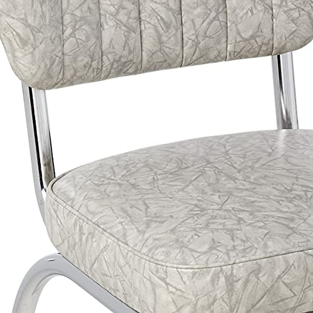 Richardson Seating Single Tone Channel Handle Back Retro Kitchen Chair with 2" Box Seat, Cracked Ice Grey, 18"