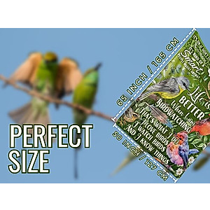 Bird Watching Gifts, Bird Blanket for Bird Lovers & Bird Watchers, Bird Lover Gifts, Bird Nerds Gifts, Bird Watching Blanket, Blanket for Bird Lovers, 65 x 50 Inches Flannel Throw Blanket, Green