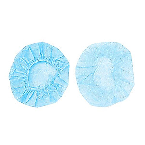 Tvoip 100Pcs Blue Non-Woven Sanitary Headphone Ear Cover, Disposable Super Stretch Covers Washable, for Most On Ear Headphones Earpads (6.5 cm/ 2.6 Inch)
