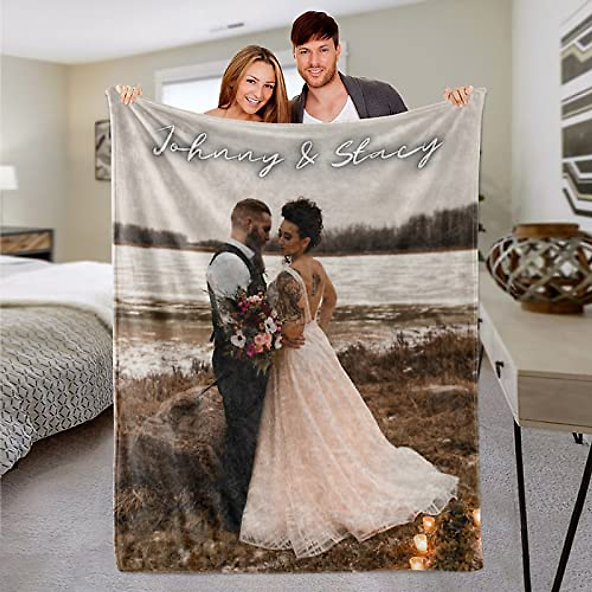 gue Couple Blankets Customized Photo Custom Blanket with Photo Text Personalized Bedding Throw Blankets Customized Flannel Fleece Blankets (100x130cm/39.4x51.2inches)