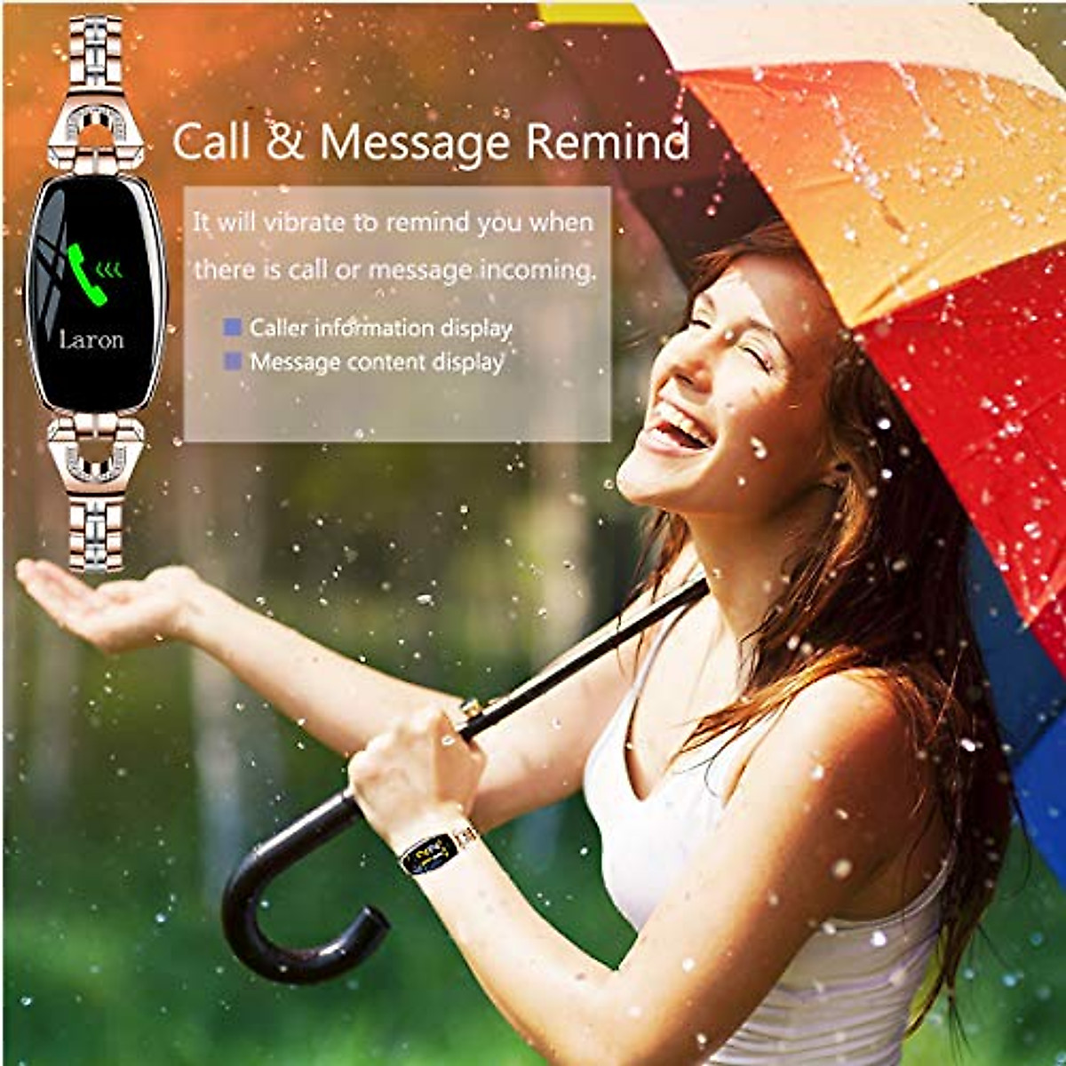 Pard Delicate Women Smart Watch, Heart Rate Blood Pressure Fitness Tracker for Ladies, Gold