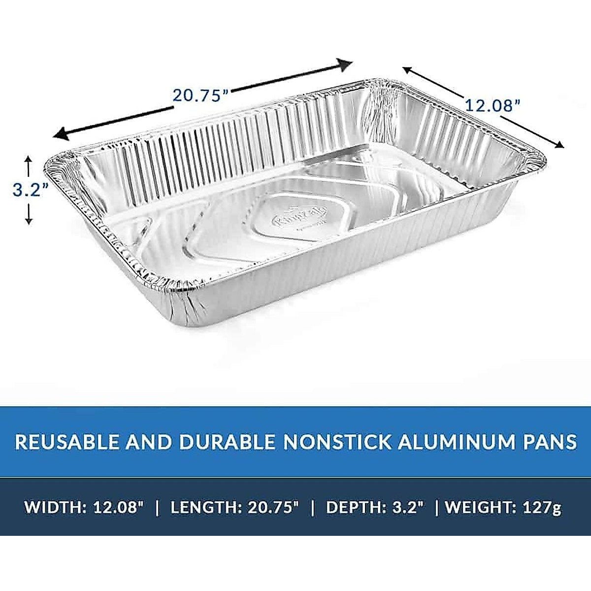 Aluminum Pans Full Size, Large Disposable Roasting & Baking Pan, 21"x13" Deep Foil Pans (50 Pack) Extra Heavy Duty Chafing Trays for Hotels, Restaurants, Caterers, Steam Table, Buffets & Bakeware