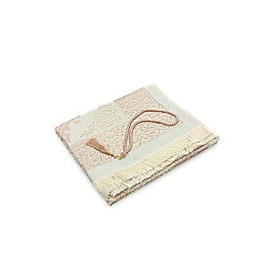 Muslim Prayer Rug and Beads with Elegant Slub Fabric Bag | Janamaz | Sajadah | Soft Islamic Prayer Rug | Islamic Gifts | Prayer Carpet Mat, Taffeta Fabric, Gold