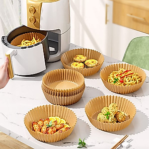 Air Fryer Liners Disposable 100pcs Air Fryer Parchment Paper 8 Inch (Fit 5-8 Qt) Non-Stick Oil Paper For Air Frying, Baking, Microwave Oven Baking