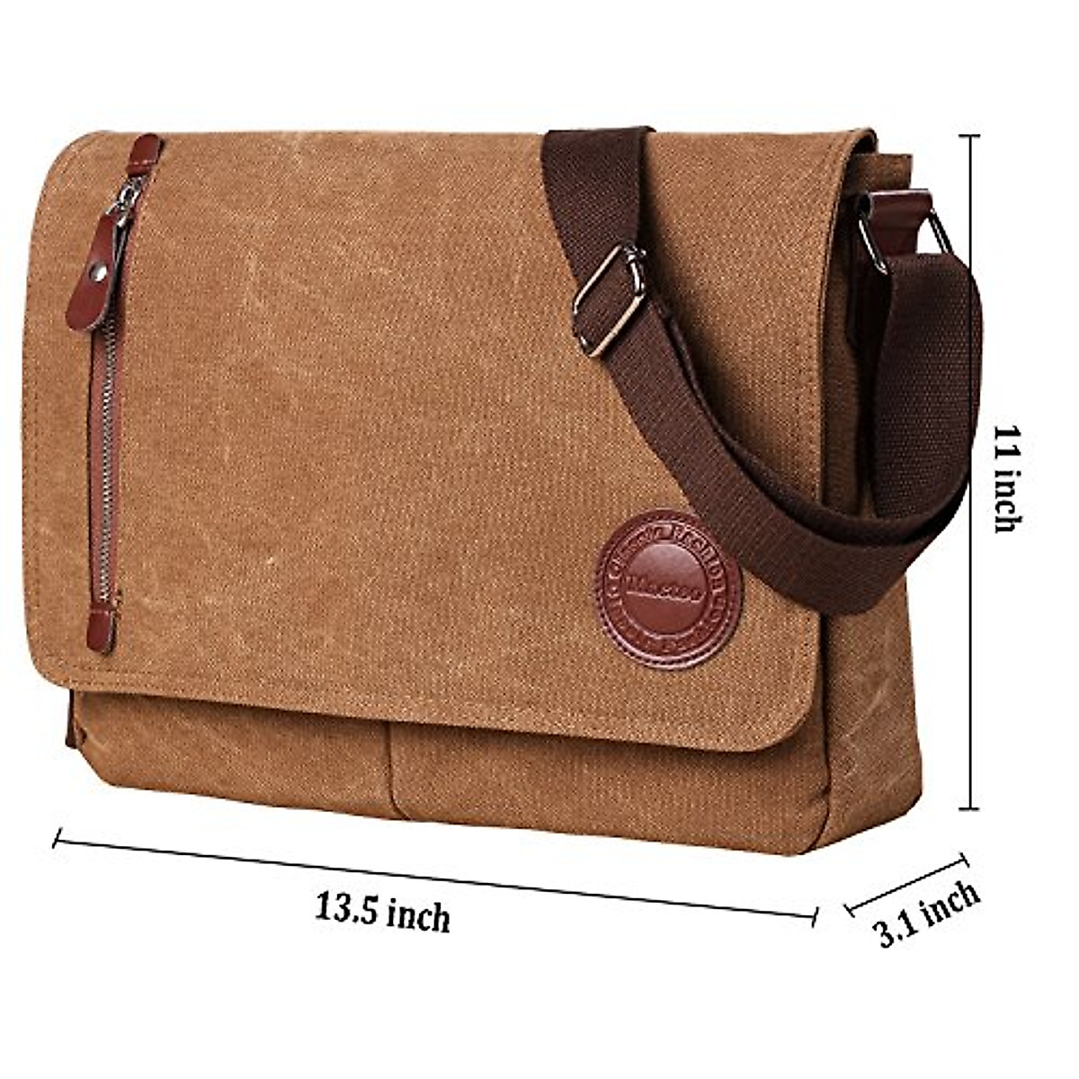 Vintage Canvas Satchel Messenger Bag for Men Women,Travel Shoulder bag 13.5" Laptop Bags Bookbag (Coffee)