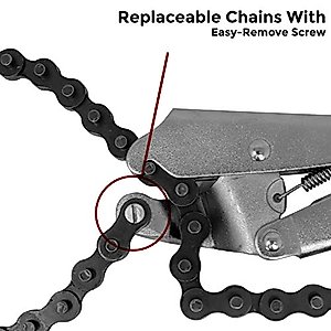 Locking Chain Pliers, Removable 48″ Chain, Holds Up To 14" Diameter Pipes, Unique Easy Open Crank Handle, Quick Release Trigger, PFC1048, Strong Hand Tools