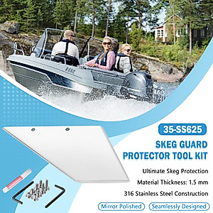35-SS625 Skeg Guard Safe-Skeg Protector Tool Kit Marine-Grade Stainless Steel Replacement for Yamaha Honda Mercury/Mariner Force Nissan Tohatsu Outboard Engines