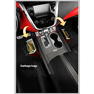 CREOMG Car Trash Bag, Superior PU Leather with LED Light and Magnet Closure Design, Bundle with Tissue Box and 30 Disposable Inner Garbage Bags, Waterproof Vehicle Rubbish Container Garbage Can