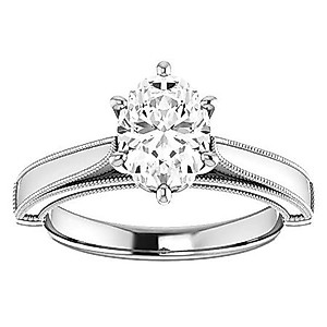 Mois 2 CT Oval Colorless Moissanite Engagement Ring for Women/Her, Wedding Bridal Ring Set, Eternity Sterling Silver Solid Gold Diamond Solitaire 4-Prong Sets for Her (5)
