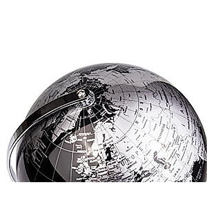 ANNOVA Metallic World Globe Black – Educational/Geographic/Modern Desktop Decoration - Stainless Steel Arc and Base/Earth World - Metallic Black - for School, Home, and Office (8-Inch)