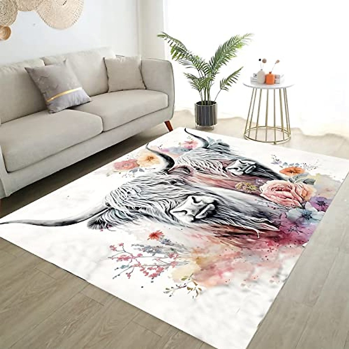 ALFUSA Animal Mushroom Skull Area Rug Indoor Print Carpet Non Slip Kitchen Living Room Bedroom Dining Room