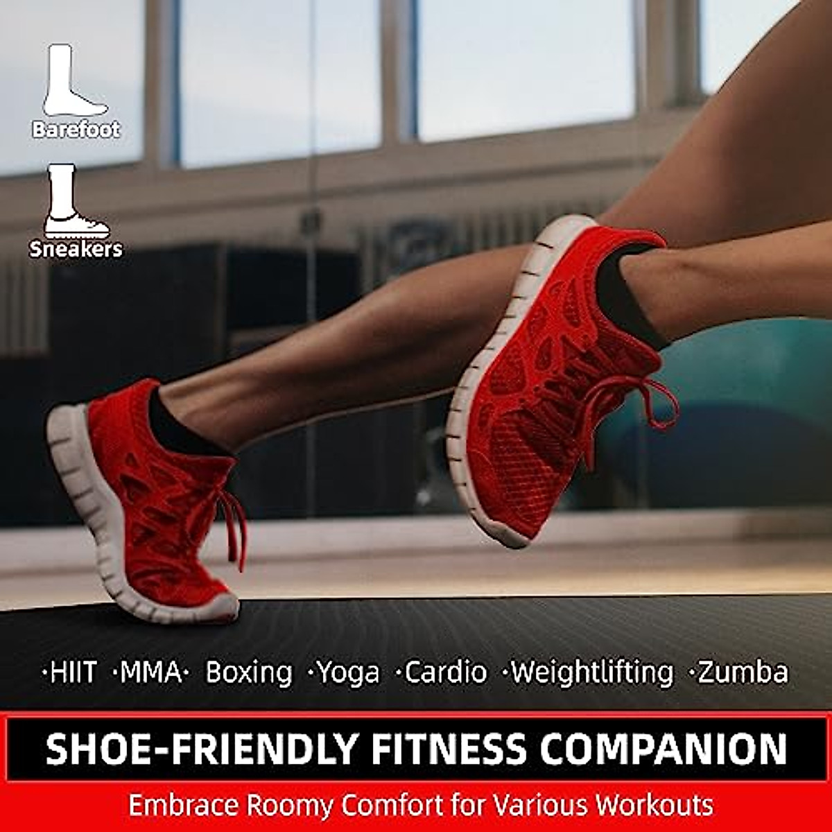 GymCope Large Exercise Mat for Home Workout,10'x6'/9'x6'/8'x6'/7'x5'/6'x4' (7mm) Extra Thick Workout Mat, High-Density Gym Mat for Cardio, Jump Rope, MMA, Weights (Shoe-Friendly)