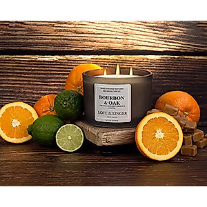Bourbon Scented Candle | Candles for Men | Masculine Candles | Luxury Soy & Beeswax Candles for Home | 16 oz. Large Jar 3 Wick Candle | Mens Candle | Gift for Men