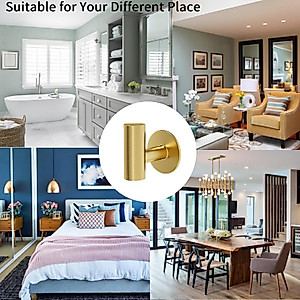 Kruodop Adhesive Hooks Towel Hooks for Bathroom,2 Packs Wall Mount Towel Holder, Matte Wall Robe Hook,Stainless Steel Heavy Duty Door Hanger Towel Hook for Kitchen, Bedroom,Hotel - Gold