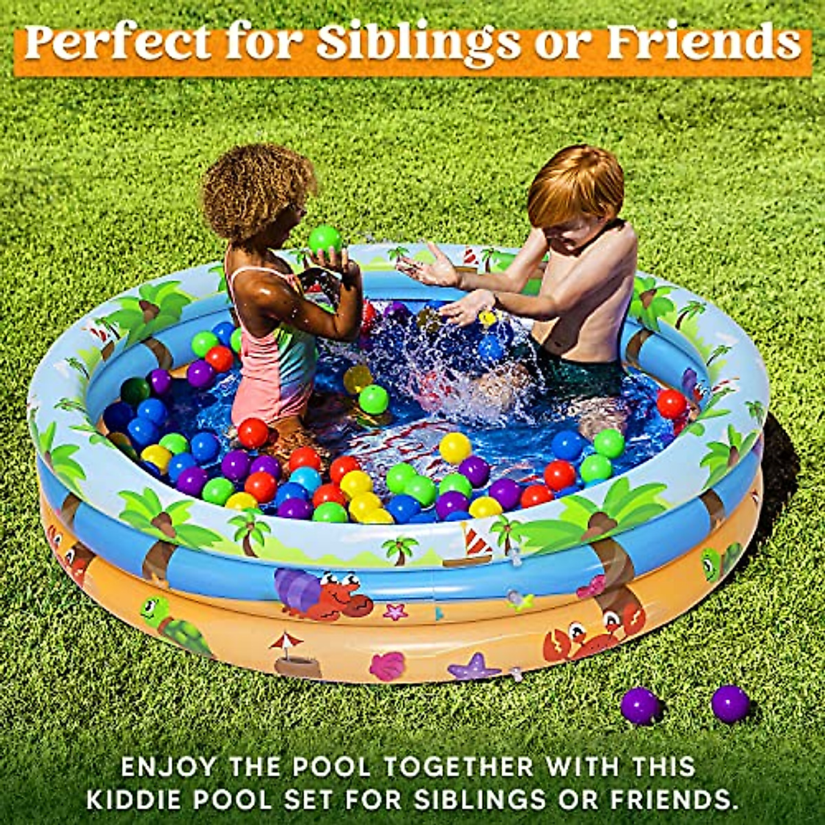 JOYIN 2 Pack 47" Baby Pool, Float Kiddie Pool, Inflatable Baby Swimming Pool with 3 Rings, Seasonal Merriment for Children, Indoor and Outdoor Water Game Play Center for Toddlers