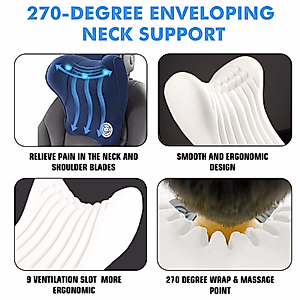 TKLoop Soft Car Neck Pillow for Driving Seat Car headrest Pillow with Adjustable Strap, 100% Memory Foam Neck Support Pillow for Car, Office Chair Black Pack of 1