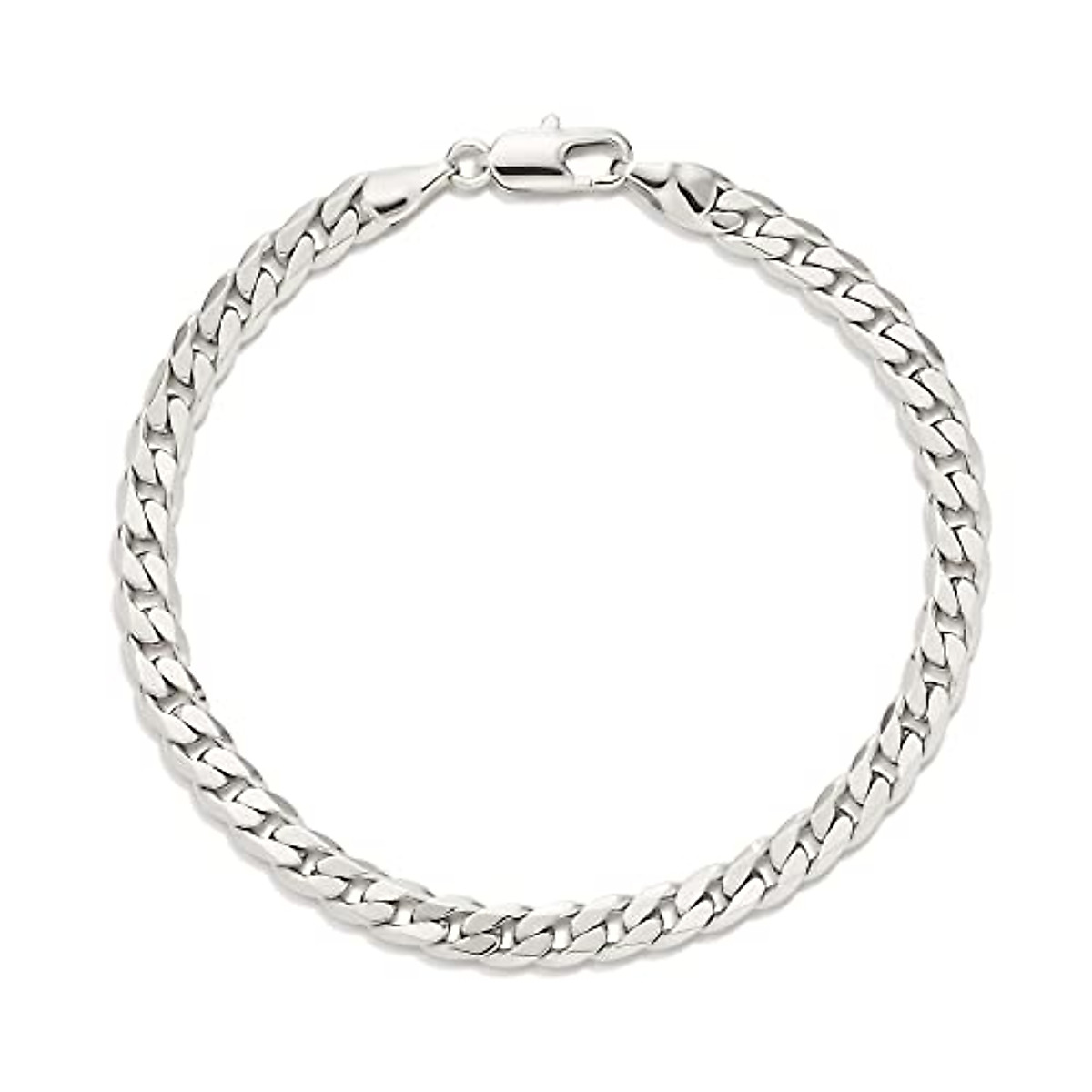 Amazon Essentials Sterling Silver Plated Curb Chain Bracelet 7.5", Sterling Silver