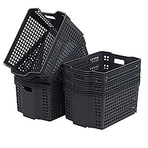 Vababa 6-Pack Gray Plastic Stackable Storage Baskets/Storage Bins