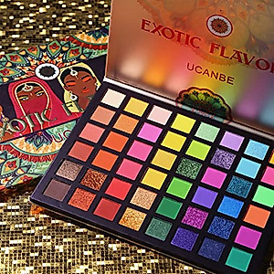 UCANBE EXOTIC FLAVORS Neon Eyeshadow Makeup Palette - 48 Colorful High Pigmented - Rainbow Matte Shimmer Glitter Eye Shadow Make Up Pallet Gift Set