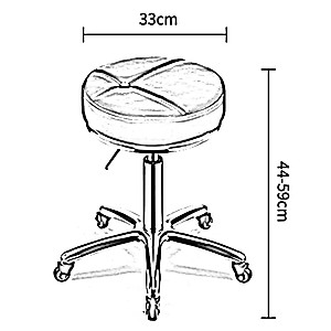 LWBLJX Metal Rolling Bar Stool Beauty Salon Medical Counter Makeup Chair with Swivel Wheels, PU Leather Seat & SGS Air Rods, Adjustable 44-59 cm(Color:DarkBlue)