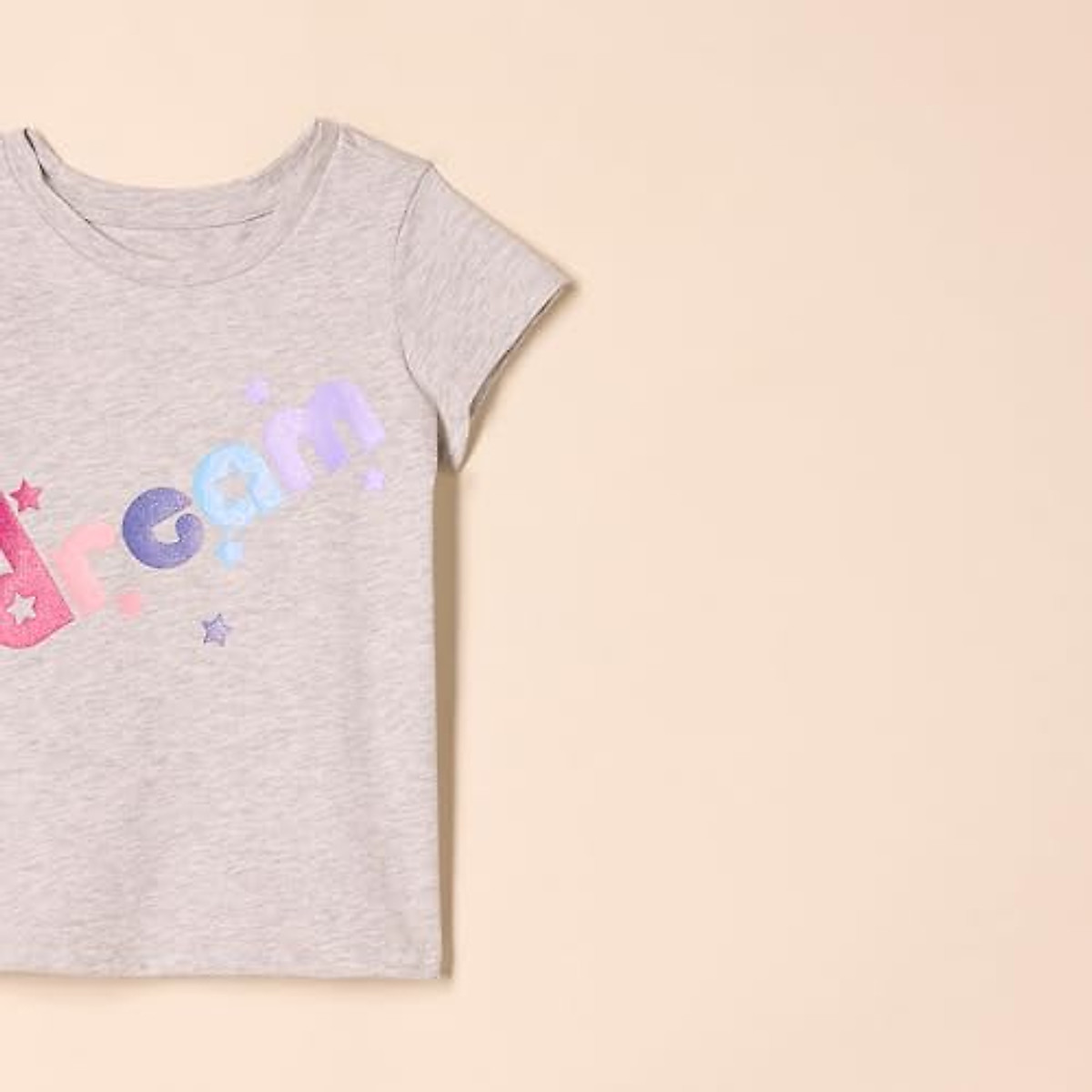 Amazon Essentials Girls' Short-Sleeve T-Shirt Tops (Previously Spotted Zebra), Pack of 4, Black Unicorn/Grey Text Print/Light Pink/Lilac, X-Large