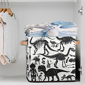 Tablerazzi Dinosaur Bone Cube Storage Bin, 13 Inch Collapsible Fabric Storage Cube Bin, Foldable Cube Baskets for Shelf, Closet, Organizer