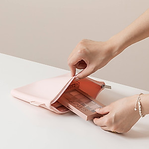 Vorey Silicone Makeup Brush Holder Travel Essentials Portable Zippered Large Capacity Cosmetic Brush Case Makeup Brush Pouch for Women, Pink