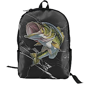 Bass-Fishing-Backpack, Laptop Backpacks Bookbags Travel Daypack School Bags For Teens Boys Girls Veswiya