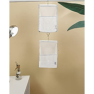 Qimodo Small Hanging Mesh Shower Caddy,Solid Bathroom Toiletry Organizer Bag with Rotatable Hanger (pure white)