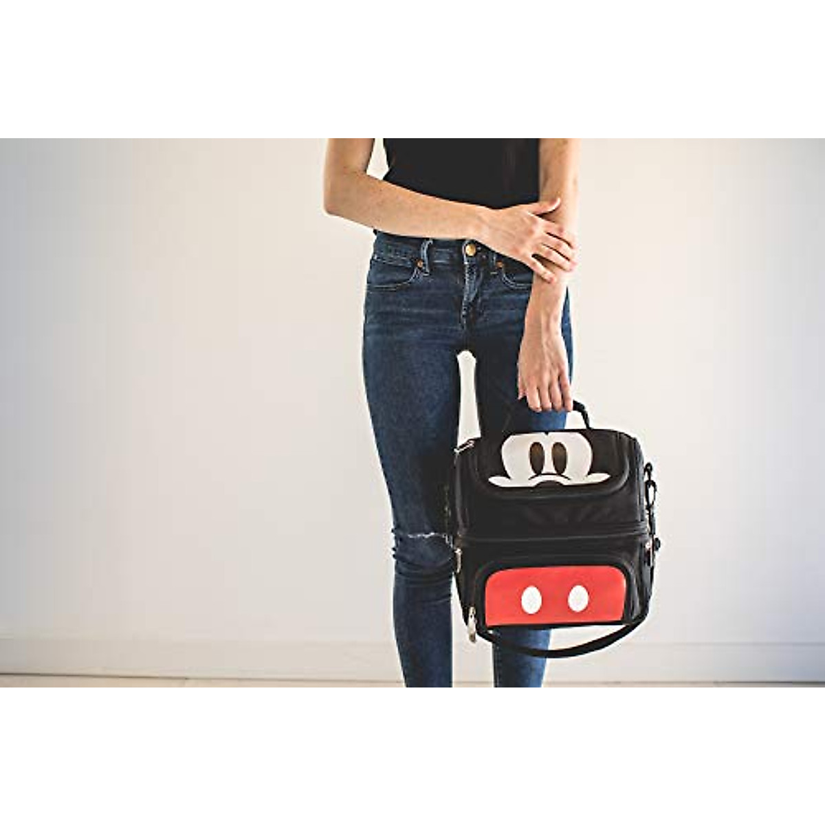 PICNIC TIME Disney Mickey Mouse Pranzo Lunch Bag, Insulated Lunch Box with Utensil Set, Lunch Cooler Bag, (Black), 11 x 7.5 x 12