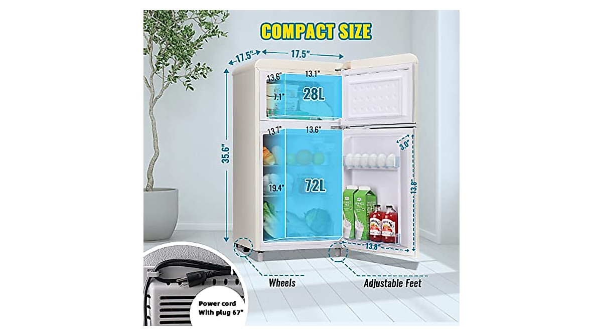 WANAI Mini Fridge: Compact 3.5 Cu.Ft Freezer