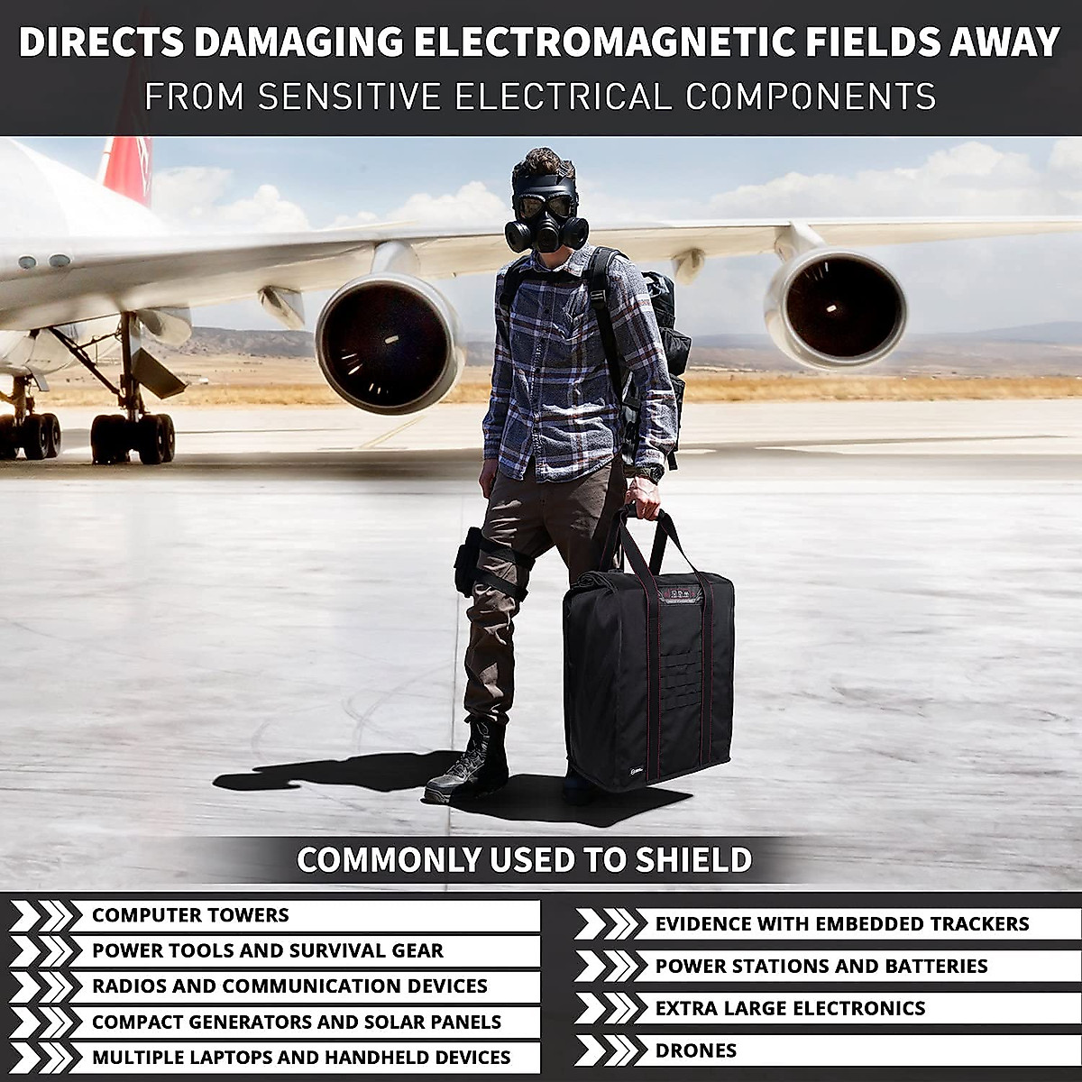 Mission Darkness T10 Faraday Bag for Computer Towers & XL Electronics // Military-Grade Faraday Cage for Digital Forensics, RF Signal Blocking, EMP CME Protection, Preppers, and Personal Security