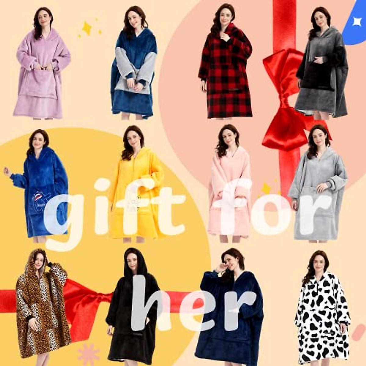 Beauty Shine Oversized Wearable Blanket Hoodie with Zipper, Women and Men Sherpa Blanket, Kangaroo Pocket, Pullover for Adults Fits All(Soft Pink,Original)