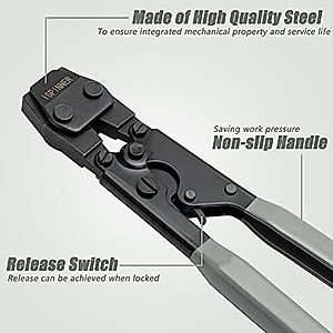 ISPINNER PEX Crimping Tool, Clamp Cinch Crimp Tool Crimper for Stainless Steel PEX Clamps from 3/8" to 1", with 40pcs PEX Crimp Rings 3/8" 1/2" 3/4" 1"
