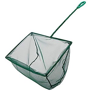 Pawfly 8 Inch Aquarium Fish Net with Braided Metal Handle Square Net with Soft Fine Mesh Sludge Food Residue Wastes Skimming Cleaning Net for Fish Tanks Small Koi Ponds and Pools
