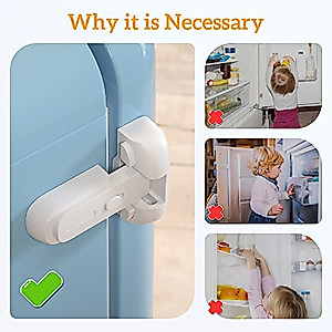 SAFELON 2 Pcs Baby Safety Fridge lock, Child Proof Refrigerator Freezer Door Lock, Protect Refrigerators With Damaged Sealing Strips ( White )