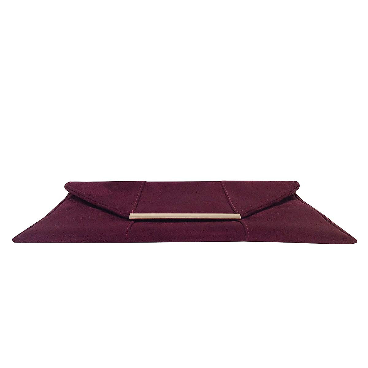JNB Women's Faux Microsuede Envelope Clutch, Burgundy