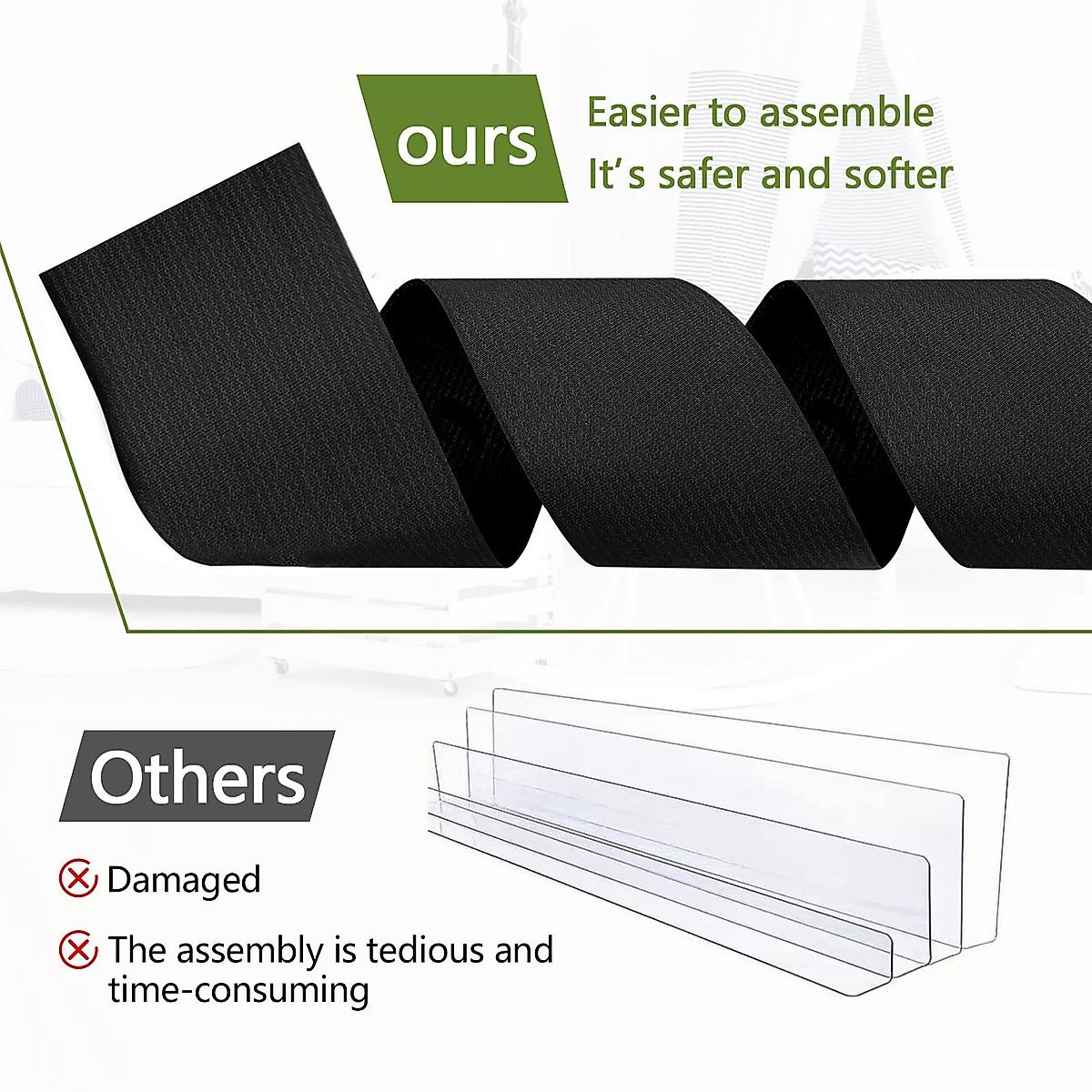 Under Couch Blocker Under Bed Blocker 4IN Toy Blockers for Furniture Bed Bumpers with Strong Adhesive, Stop Things Going Under Sofa Couch or Bed, Easy to Install