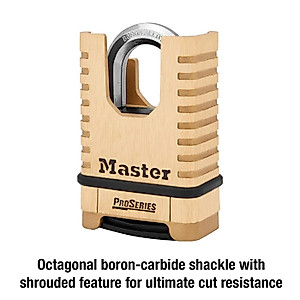 Master Lock ProSeries Brass Padlock, Set Your Own Combination Lock, Commercial Grade Locks with Code for Tools, Fences, Gates, 2-1/4 inches Wide, 1177D
