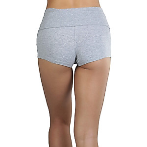 ToBeInStyle Women's Wide Waistband Rollover Yoga Shorts - Light Heather Grey - S
